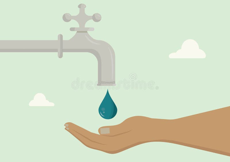 Hand Catching Water from a Faucet Source Stock Illustration ...