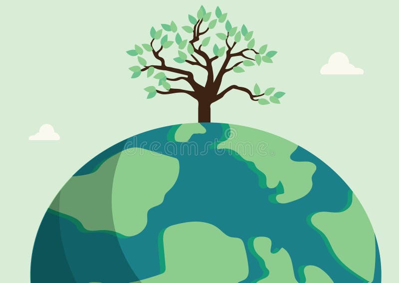 Tree Growing on Earth Illustration Representing Earth Protection Stock ...