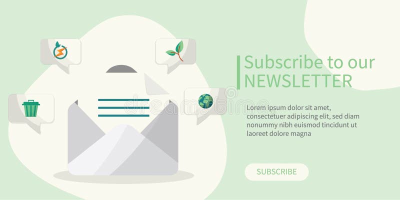Sustainable Newsletter Banner with Envelope and Eco-friendly Symbol ...