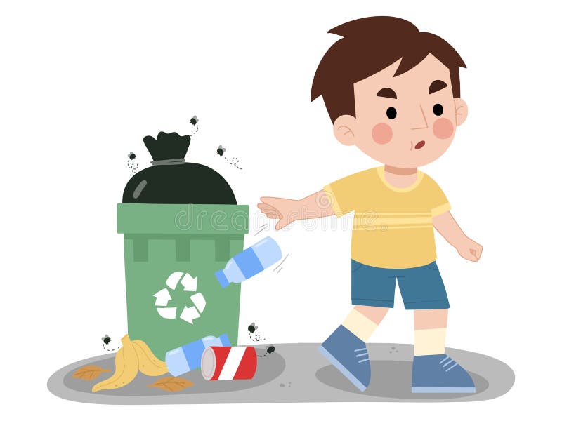Child Throwing Garbage Stock Illustrations – 570 Child Throwing Garbage ...
