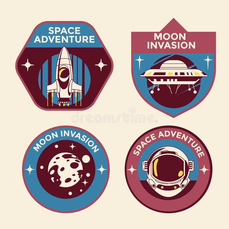 Set of Space Mission Patch Badges and Logo Emblems Vector Stock Vector ...