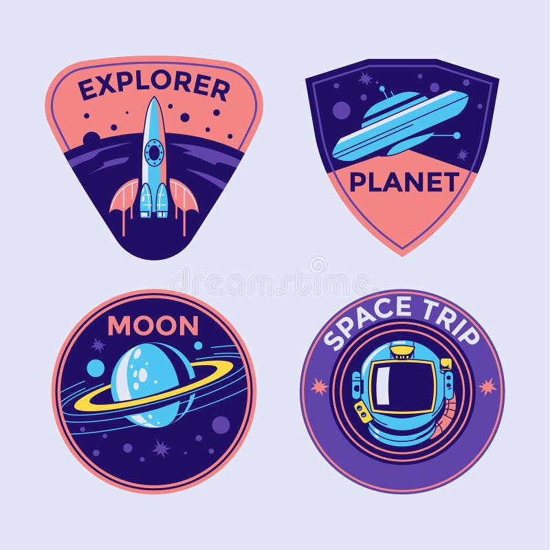 Set of Space Mission Patch Badges and Logo Emblems Vector Stock Vector ...