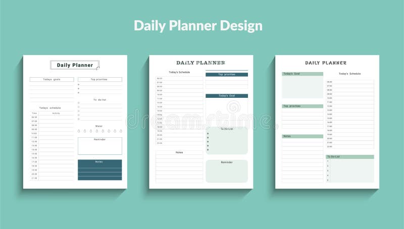 Daily Planner Template Design, daily Planner 3 Different Layout Design ...
