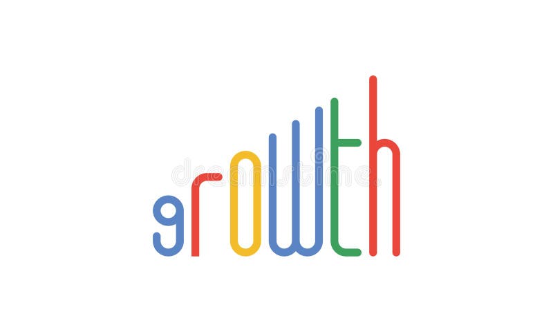 Growth Text Logo Design, Colorful Graphic Vector Stock Illustration ...