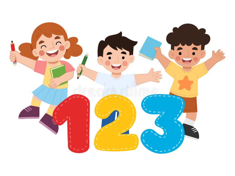 Illustration of Children with 123 Numbers Stock Vector - Illustration ...