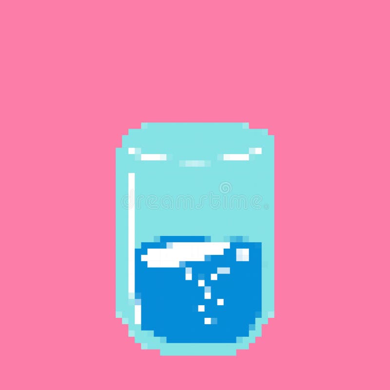 Pixel Glass of Water 16-bit Retro Video Game Graphic Stock Illustration ...