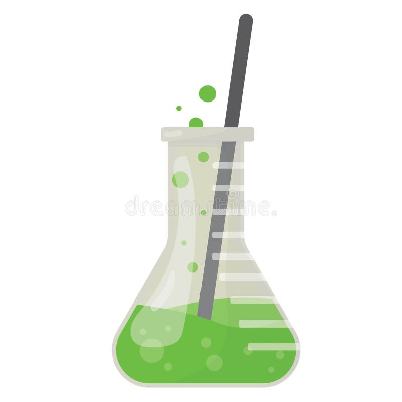 Laboratory Beaker Filled with a Green Liquid Isolated on Transparent ...