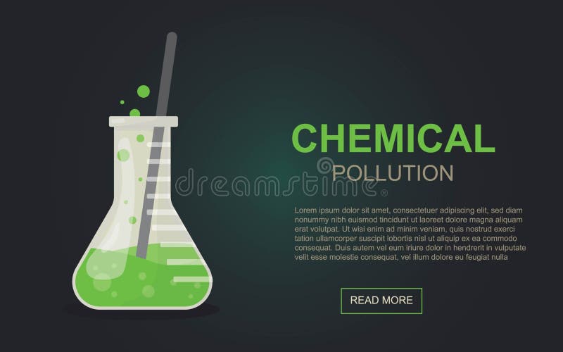 Chemical Pollution Banner with Toxic Waste, Gas Mask, Radioactive Signs ...