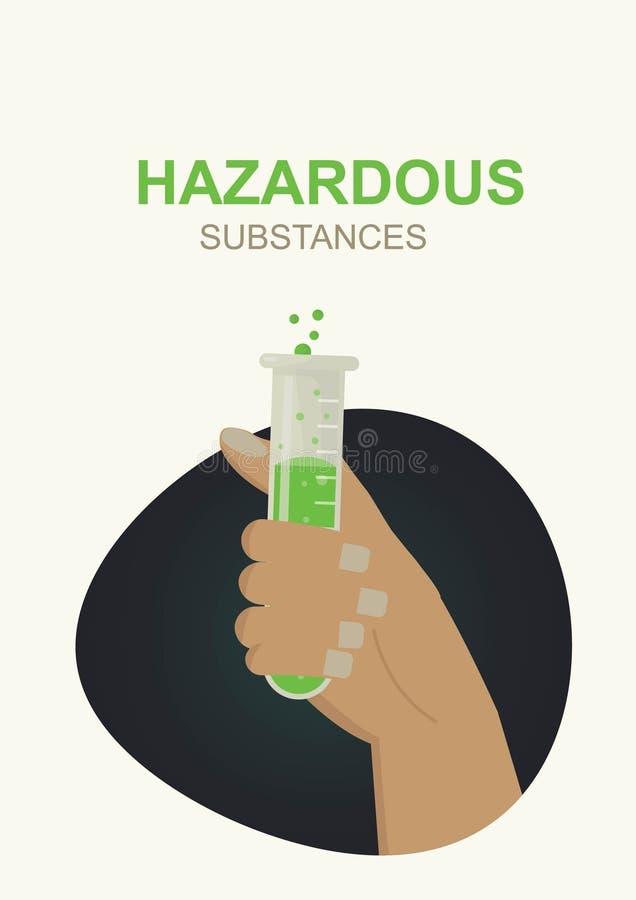 Hazardous Substances Poster with Hand Holds a Test Tube Filled with a ...