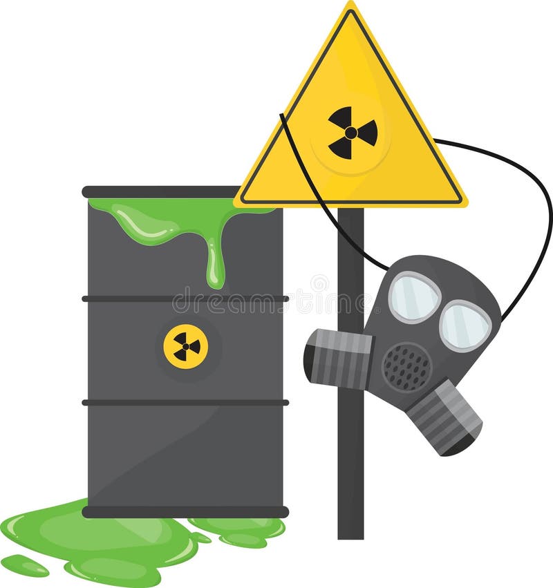 Chemical Pollution Banner with Toxic Waste, Gas Mask, Radioactive Signs ...