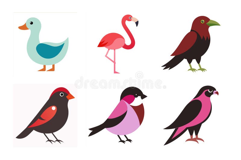 Chickadee, Common Raven, , Duck, Falcon, Finch, Flamingo Birds Icon ...
