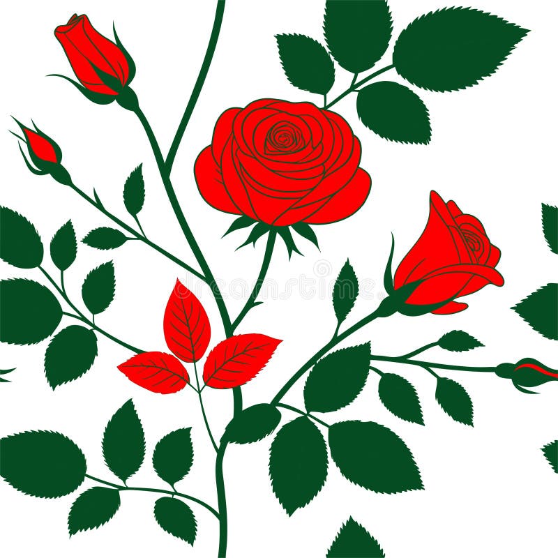 Seamless Rose Vector Pattern Design with Illustration. Stock Vector - Illustration of perfect ...