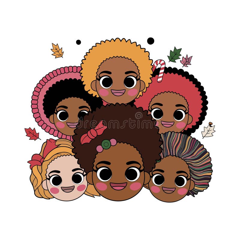 A Group of Smiling Characters with Vibrant, Diverse Hairstyles Vector ...