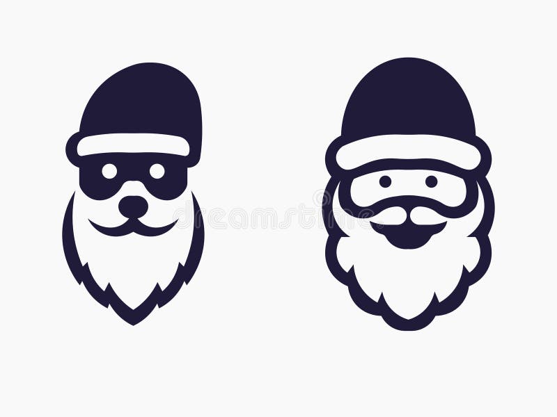 Santa Claus Head Silhouette, Santa Claus Face Icon, Head of Santa Claus ...