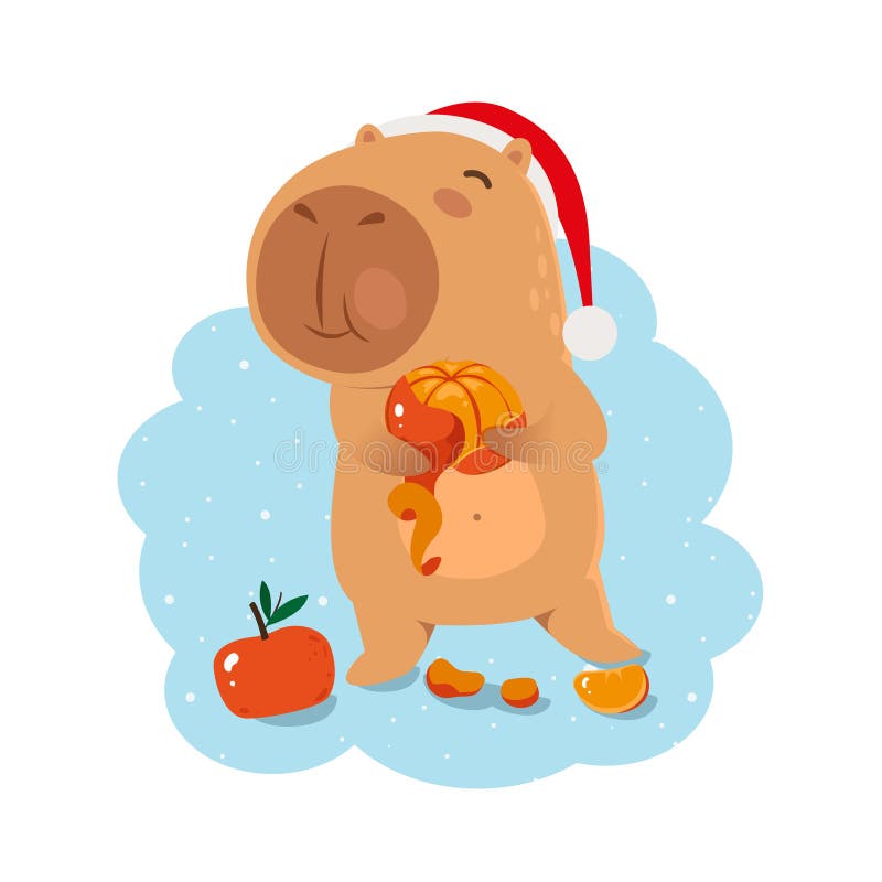 Capybara in a Santa Suit, Christmas Setting Stock Illustration ...