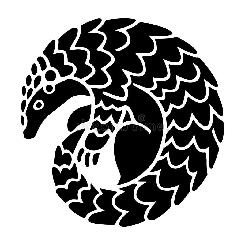 A Silhouette Vector Illustration of a Pangolin on a White Background ...