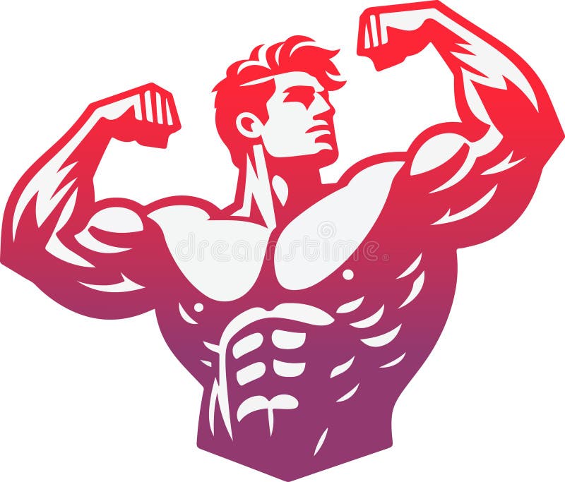 Muscular Man Fitness Gym Logo Stock Vector - Illustration of bicep ...