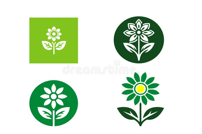 Green Flower Icon Bundle or Set for Logo Design Stock Vector ...