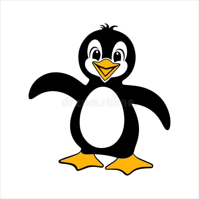 Vector Outline of a Cute Frosty the Penguin Cartoon. Stock Vector ...