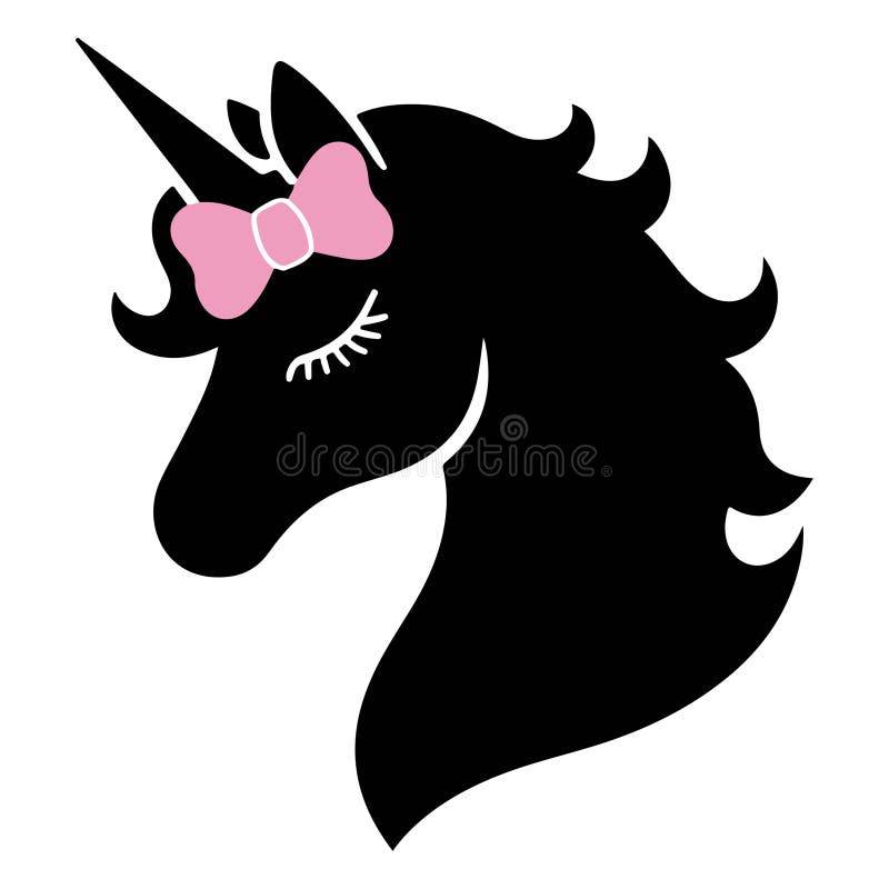 A Silhouette of a Unicorn Head in Side View. Stock Vector ...