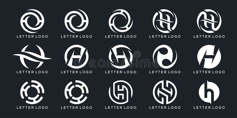 Set of Abstract Letter H Logo Design, Circle Style Graphic Icon, Bundle ...