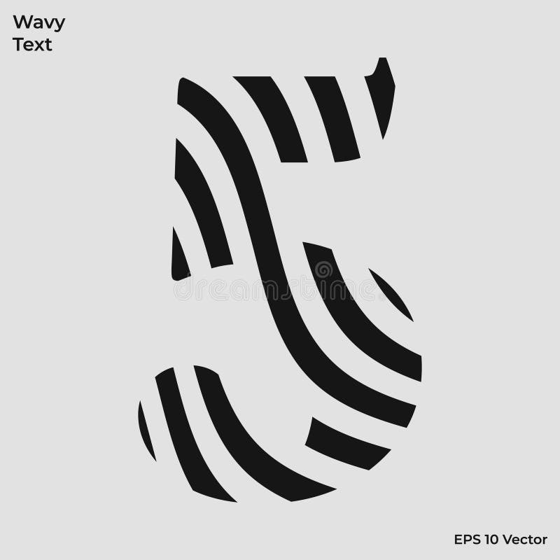 Modern Wavy Stripes Stylized Alphabetical Numbers Isolated Stock Vector ...
