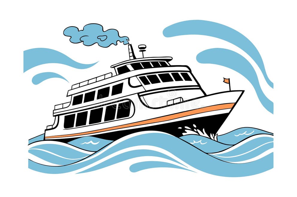 Modern Passenger Ferry Ship, a Large Modern Double-decker Passenger ...