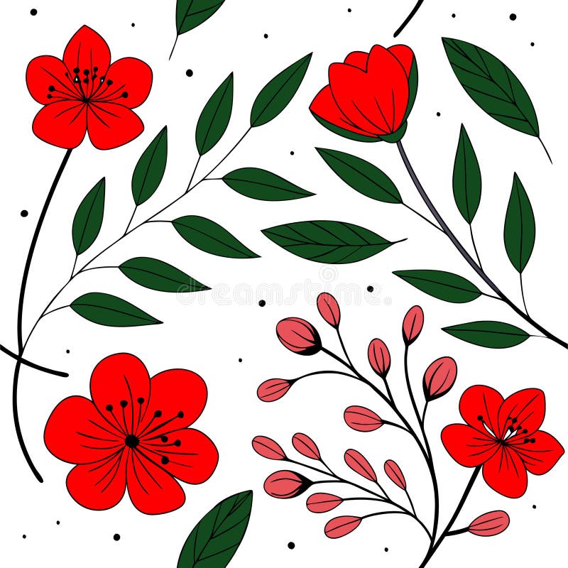 Seamless Rose Pattern Design. Stock Vector - Illustration of cartoon ...