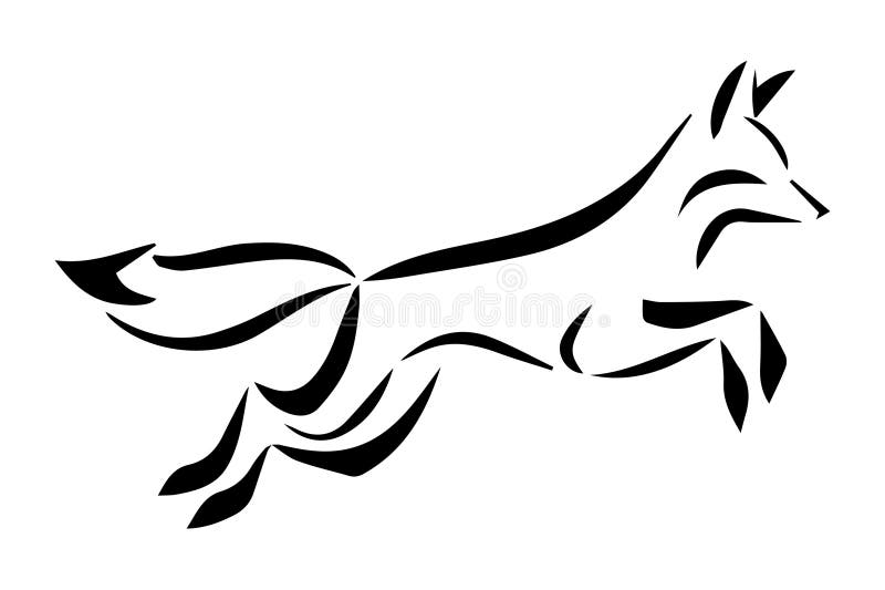 A Minimalist Silhouette of a Leaping Fox Stock Illustration ...