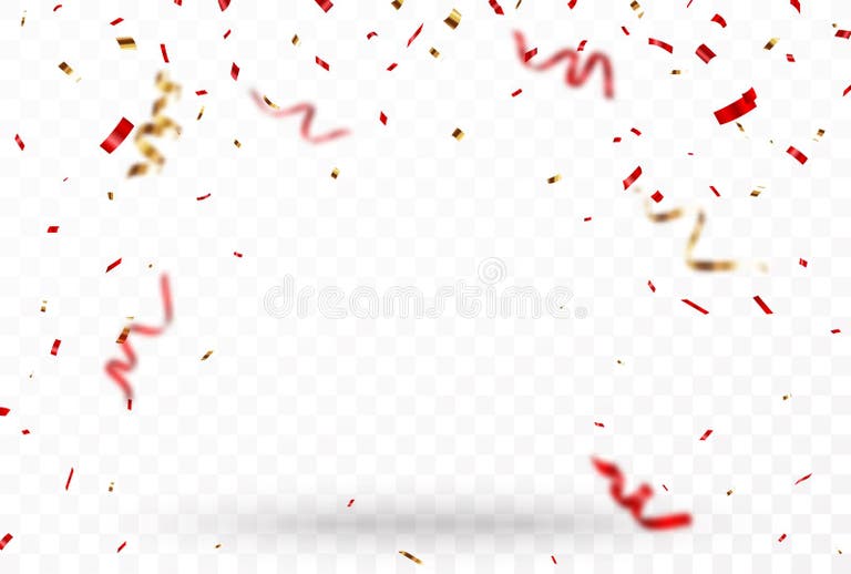 Beautiful Red and Gold Confetti, Isolated on Transparent Background ...