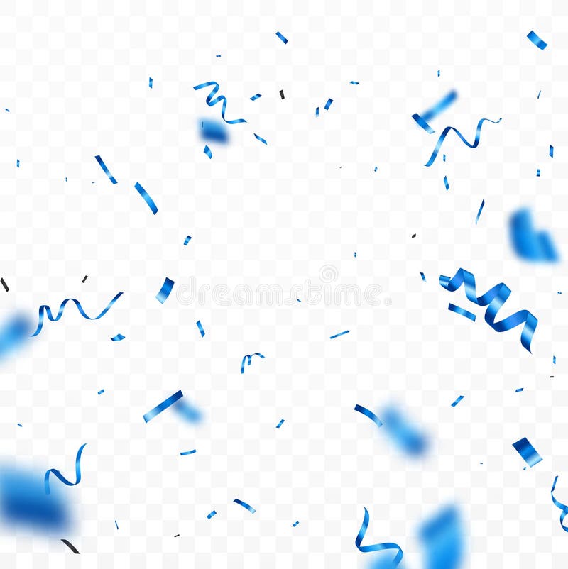 Blue Confetti and Ribbon, Isolated on Transparent Backgroundt Stock ...