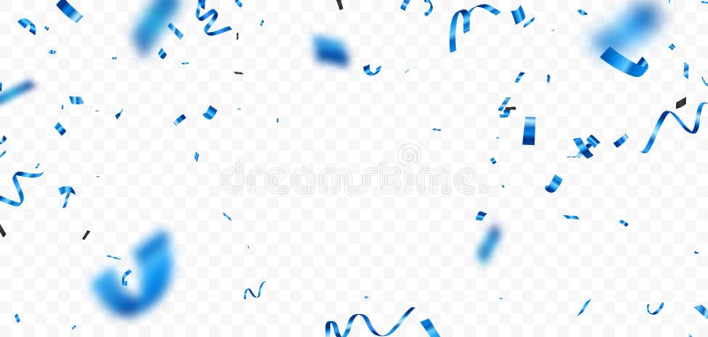 Blue Confetti and Ribbon, Isolated on Transparent Backgroundt Stock ...