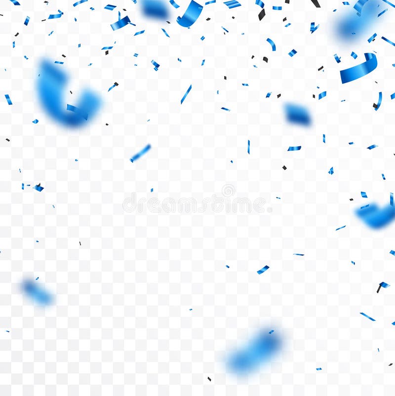 Blue Confetti and Ribbon, Isolated on Transparent Backgroundt Stock ...