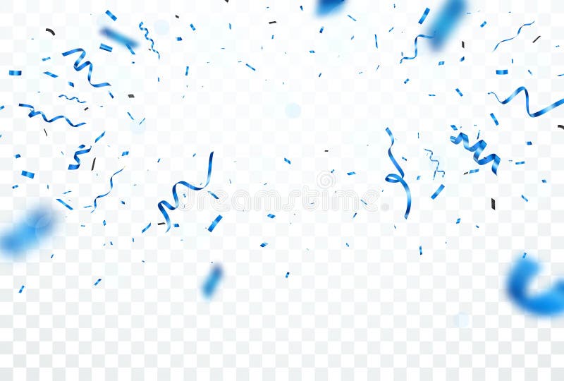 Blue Confetti and Ribbon, Isolated on Transparent Backgroundt Stock ...