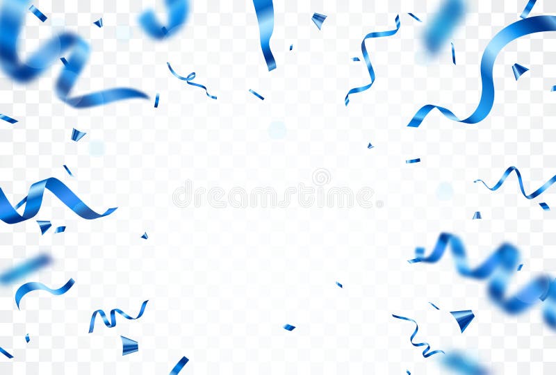 Blue Confetti and Ribbon, Isolated on Transparent Backgroundt Stock ...