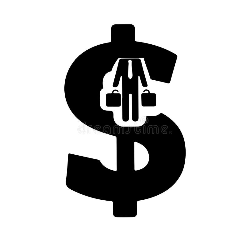 Money Minded Career Icon with Money Icon in Vector Style, Silehoutte ...