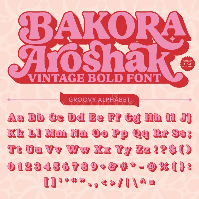 Bakora Aroshak Groove Retro Vintage Display Bold Font Alphabet Vector ...