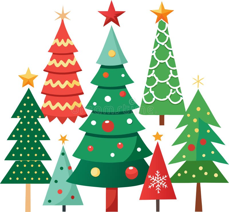 Bright and Cheerful Christmas Tree Graphics for Festive Designs Stock ...