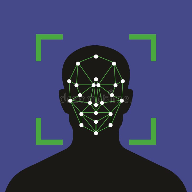 Face Recognition Icon with Check Mark Sign Symbol Vector Illustration ...