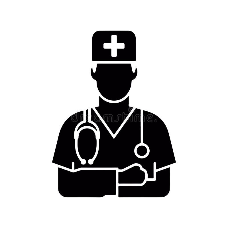 Doctor Black Icon, Concept Illustration, Glyph Symbol, Vector Stock ...