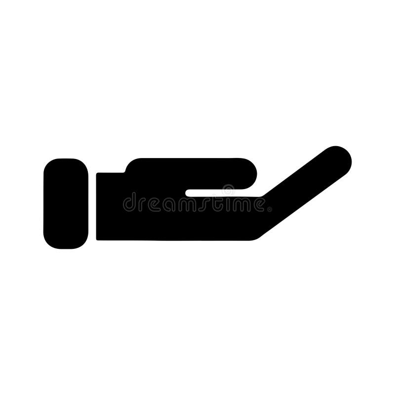 Hand Icon. Black and White Vector Illustration. Flat Design Style ...