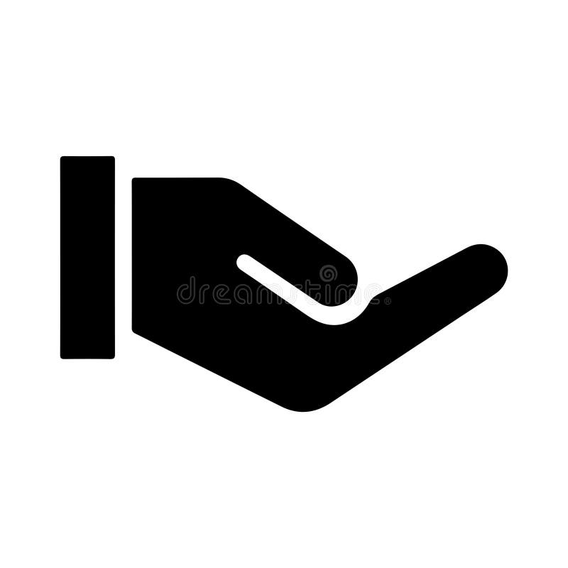 Hand Icon Vector. Flat Black Icon Isolated on White Background. Stock ...