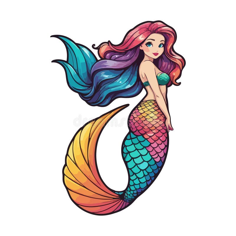 Elegant Mermaid Illustration: Perfect for Fantasy Projects. Stock ...