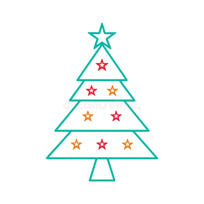 Christmas Tree Thin Line Icon Vector. Stock Illustration - Illustration ...