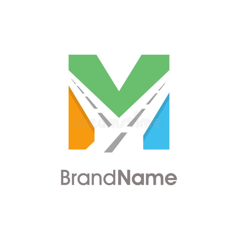 Simple and Colorful Initial M Double Road Logo Stock Illustration ...