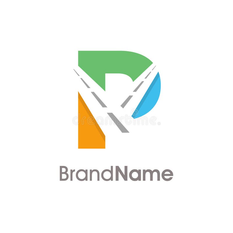 Simple and Colorful Initial P Double Road Logo Stock Vector ...