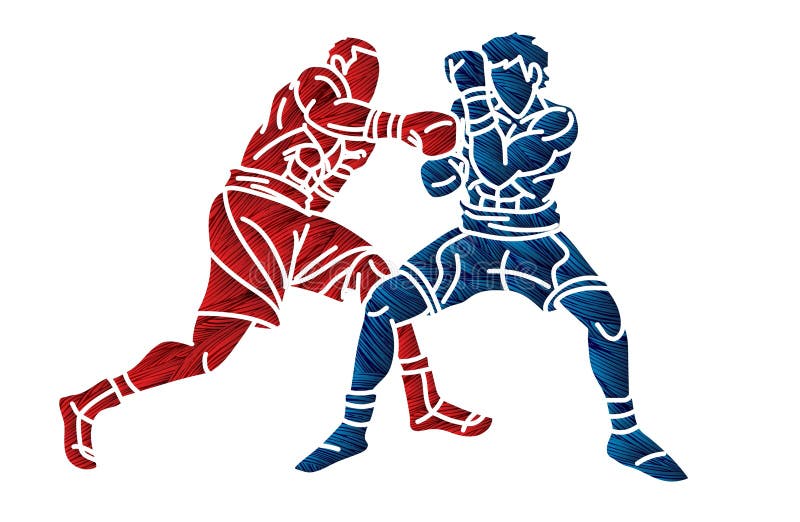 Boxing Sport Male Boxer Fighting Action Cartoon Graphic Vector Stock ...