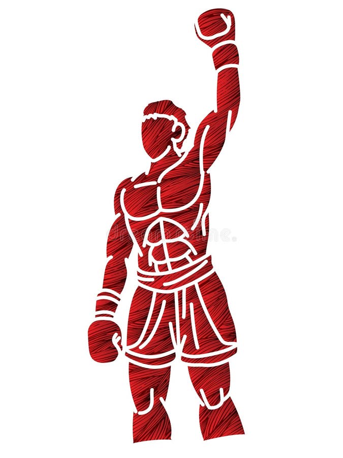 The Winner Boxing Sport Male Boxer Fighting Action Cartoon Graphic ...