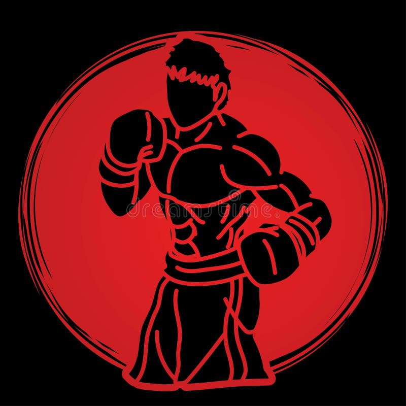 Boxing Sport Male Boxer Fighting Action Cartoon Graphic Vector Stock ...
