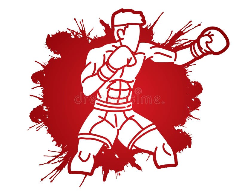Boxing Sport Male Boxer Fighting Action Cartoon Graphic Vector Stock ...